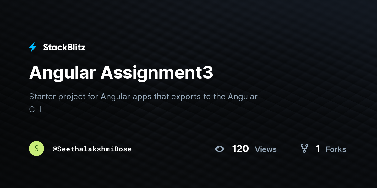 Angular Assignment3 - StackBlitz Angular Assignment3 - StackBlitz