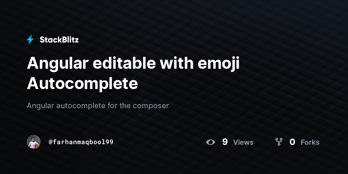 Angular editable with emoji Autocomplete - StackBlitz