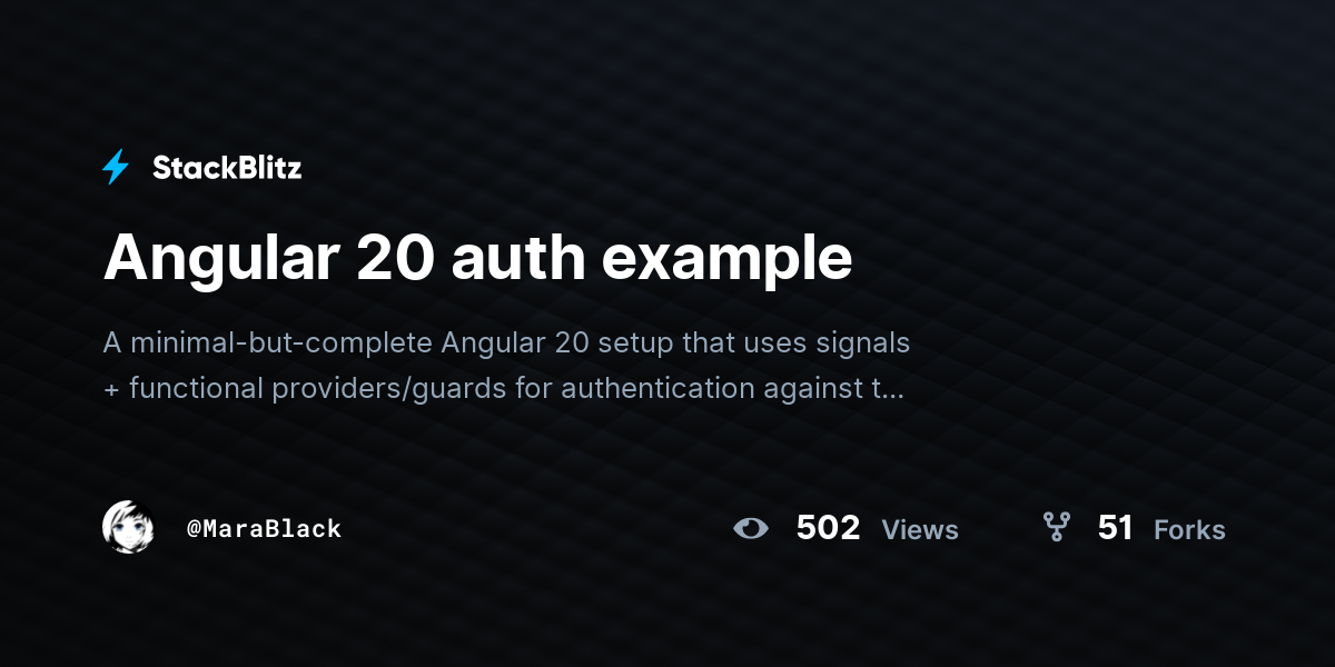 Angular 20 auth example - StackBlitz