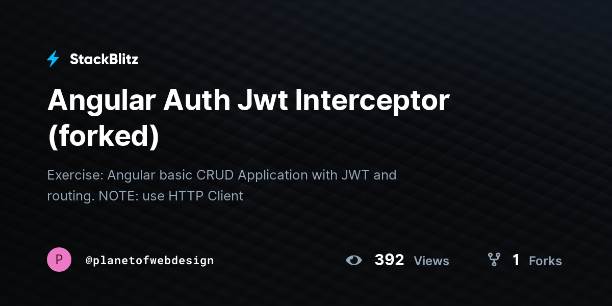 Angular Auth Jwt Interceptor (forked) - StackBlitz