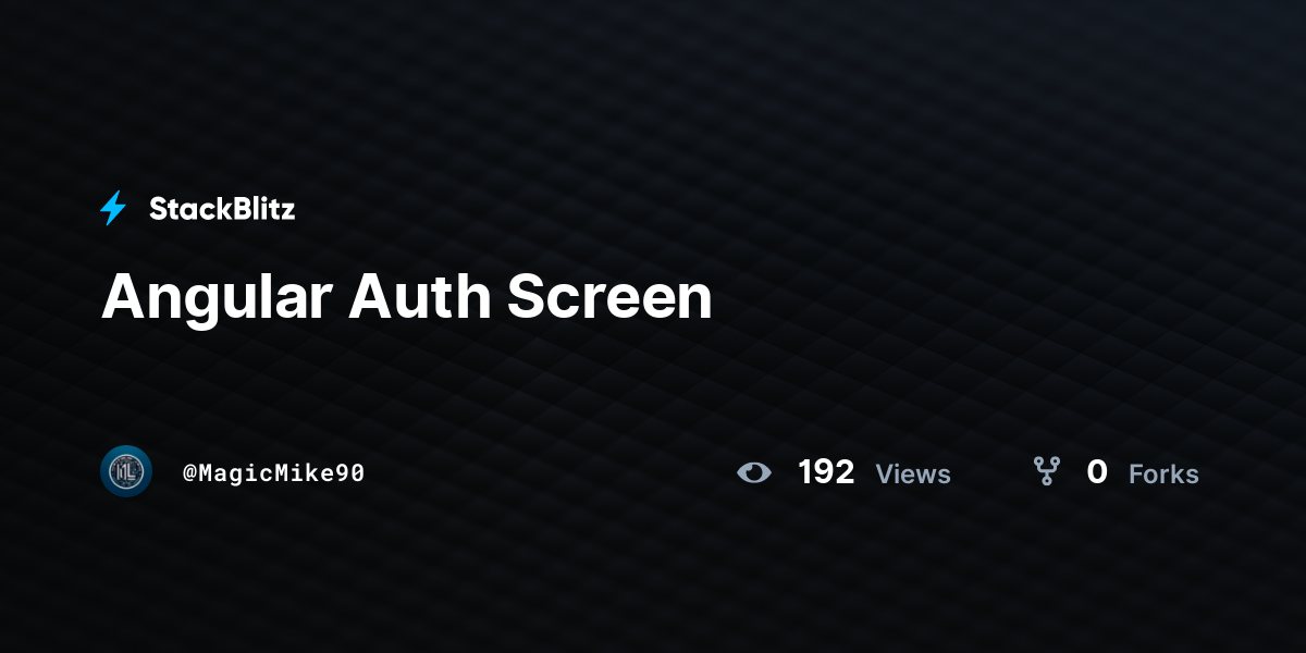 Angular Auth Screen - StackBlitz Angular Auth Screen - StackBlitz