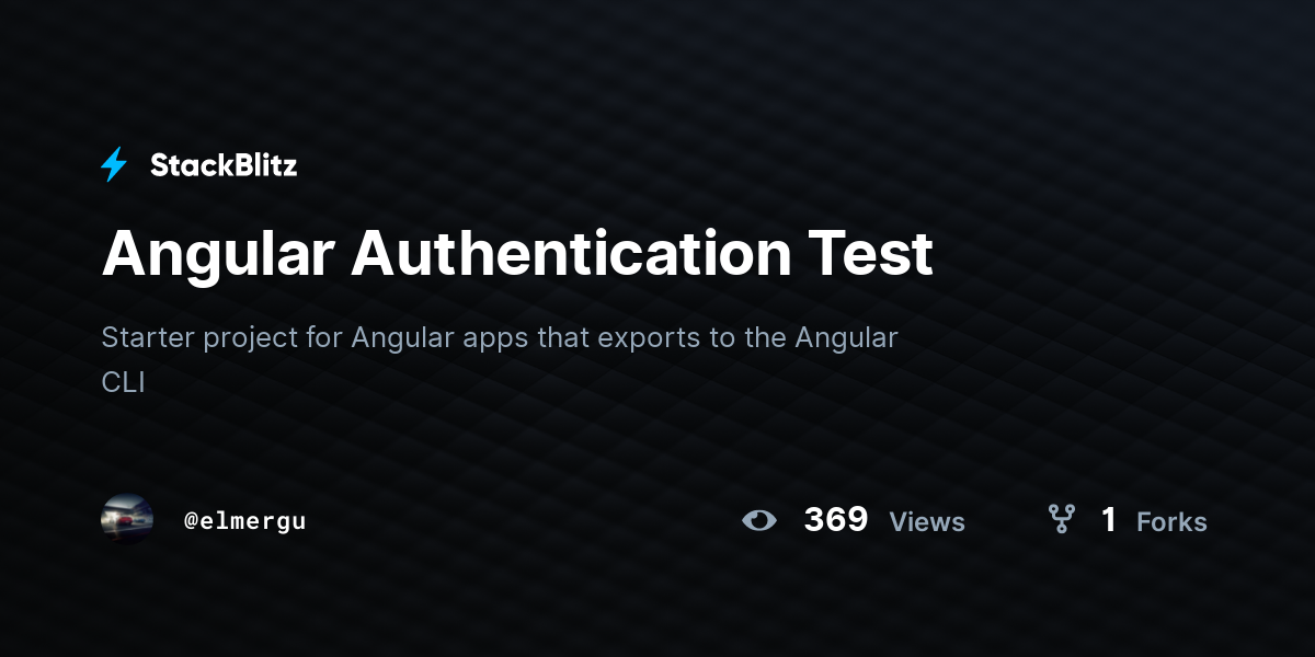 Angular Authentication Test - StackBlitz