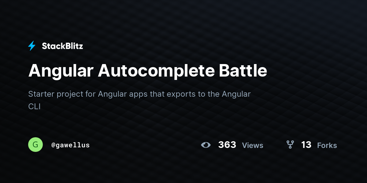 Angular Autocomplete Battle - StackBlitz