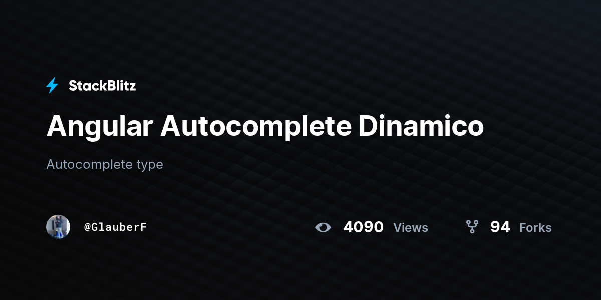 Angular Autocomplete Dinamico - StackBlitz