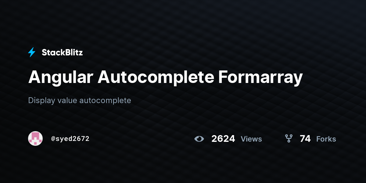 Angular Autocomplete Formarray - StackBlitz