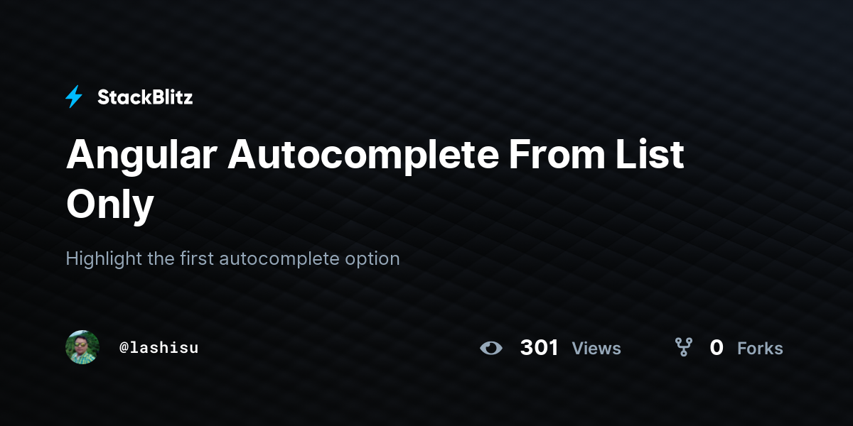 Angular Autocomplete From List Only - StackBlitz