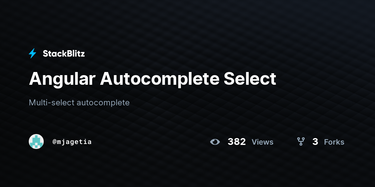 Angular Autocomplete Select - StackBlitz