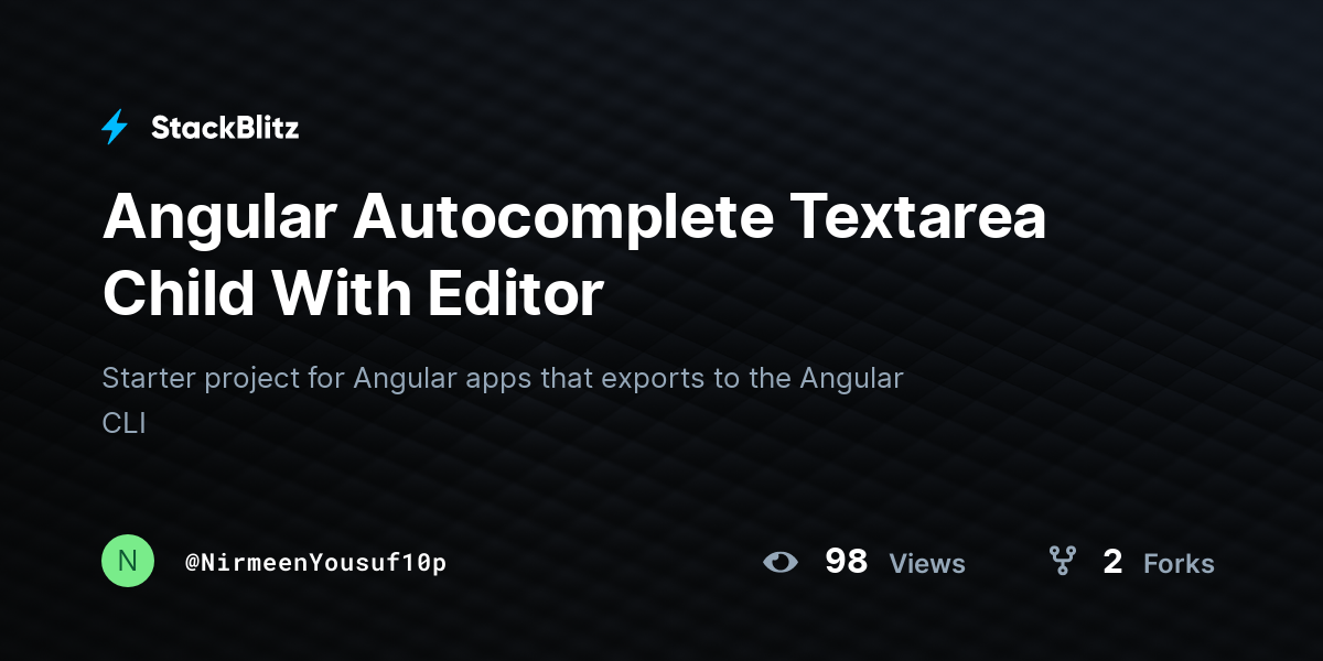 Angular Autocomplete Textarea Child With Editor - StackBlitz