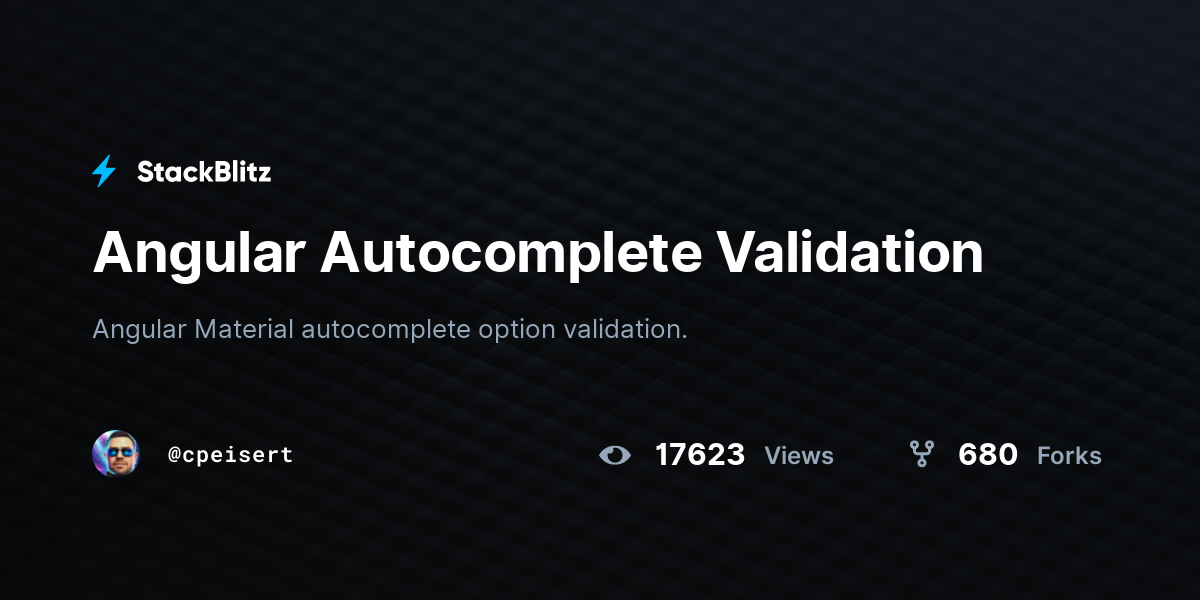 Angular Autocomplete Validation - StackBlitz