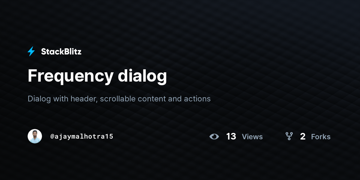 Frequency dialog - StackBlitz