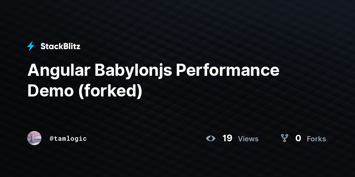 Angular Babylonjs Performance Demo (forked) - StackBlitz