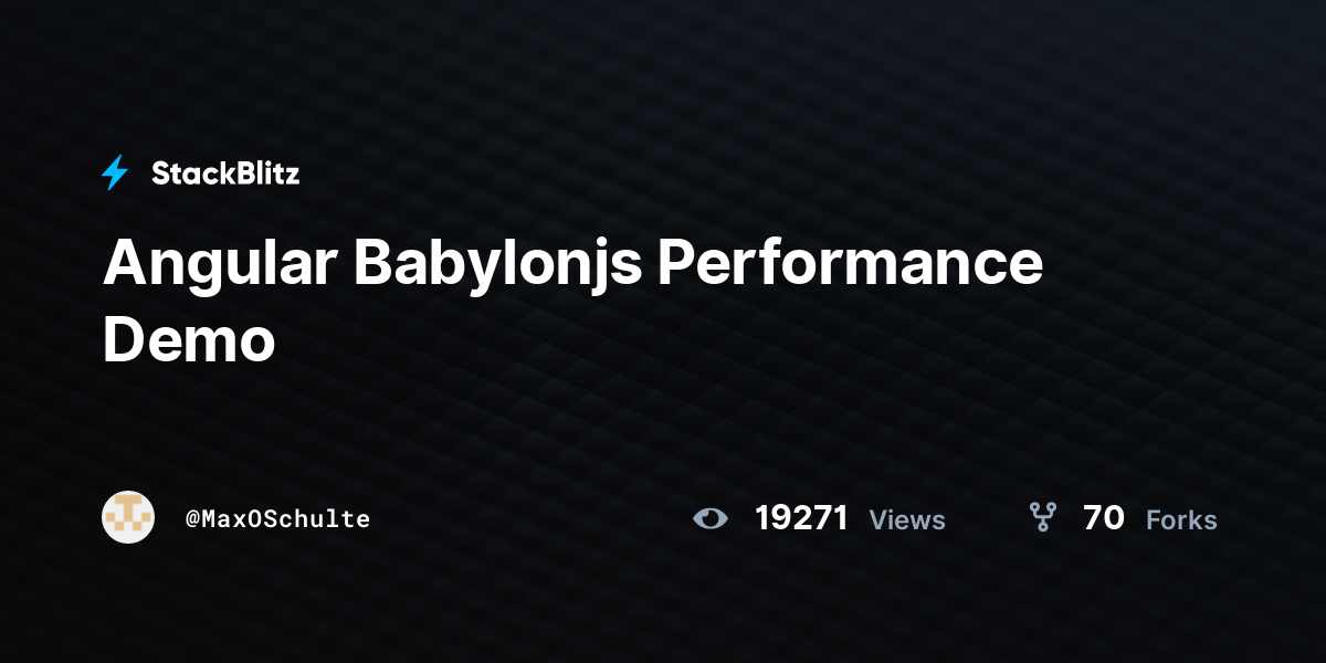 Angular Babylonjs Performance Demo - StackBlitz