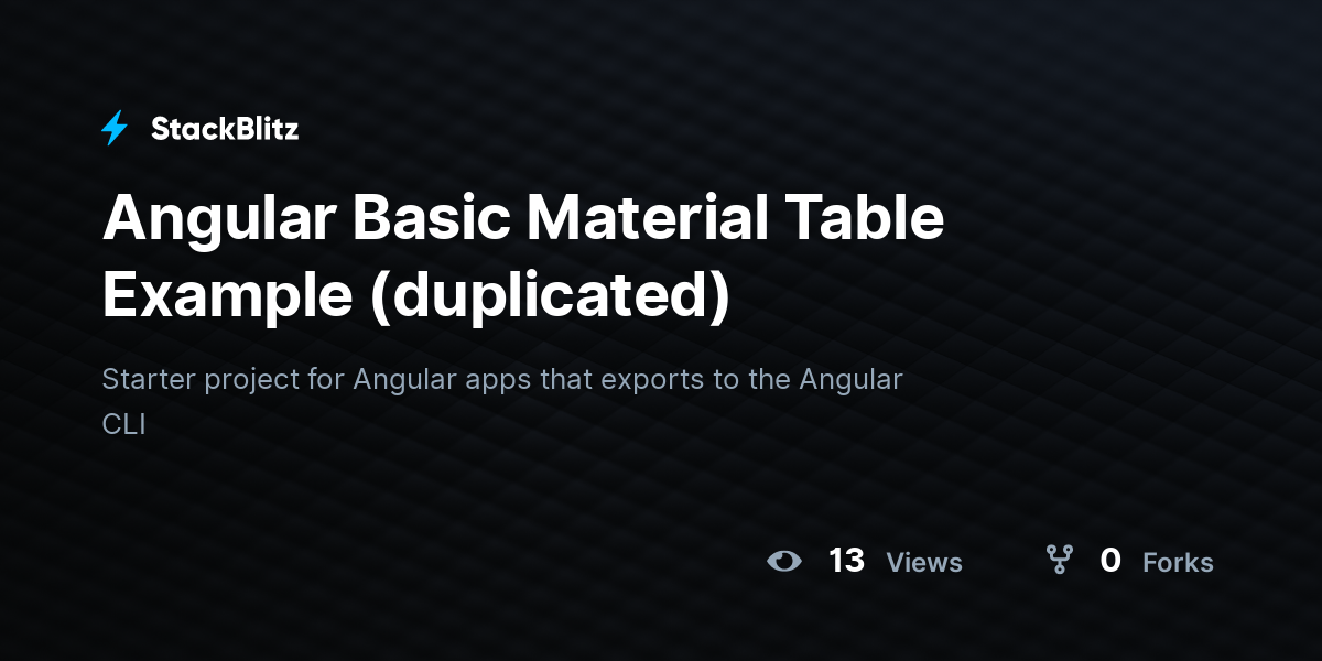 Angular Basic Material Table Example (duplicated) - StackBlitz
