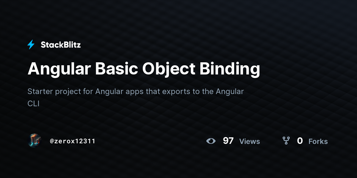 Angular Basic Object Binding - StackBlitz