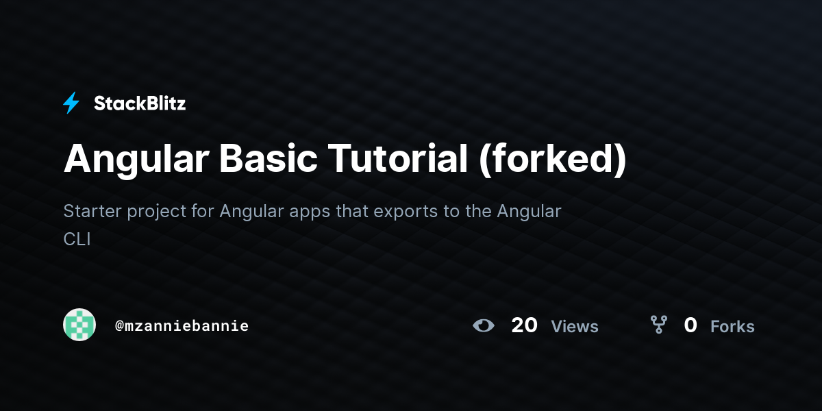Angular Basic Tutorial (forked) - StackBlitz