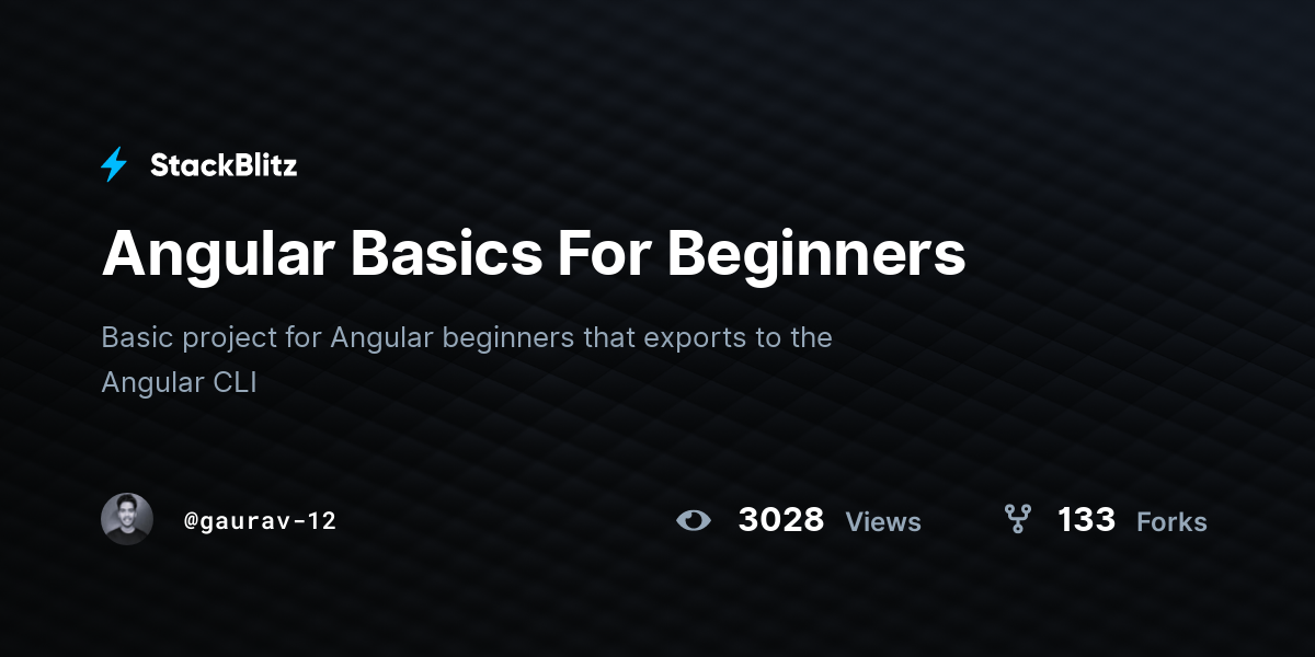Angular Basics For Beginners - StackBlitz