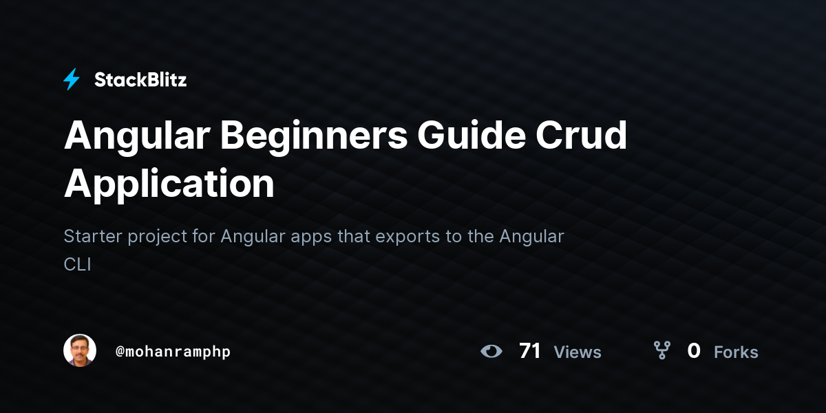 Angular Beginners Guide Crud Application - StackBlitz Angular Beginners Guide Crud Application - StackBlitz