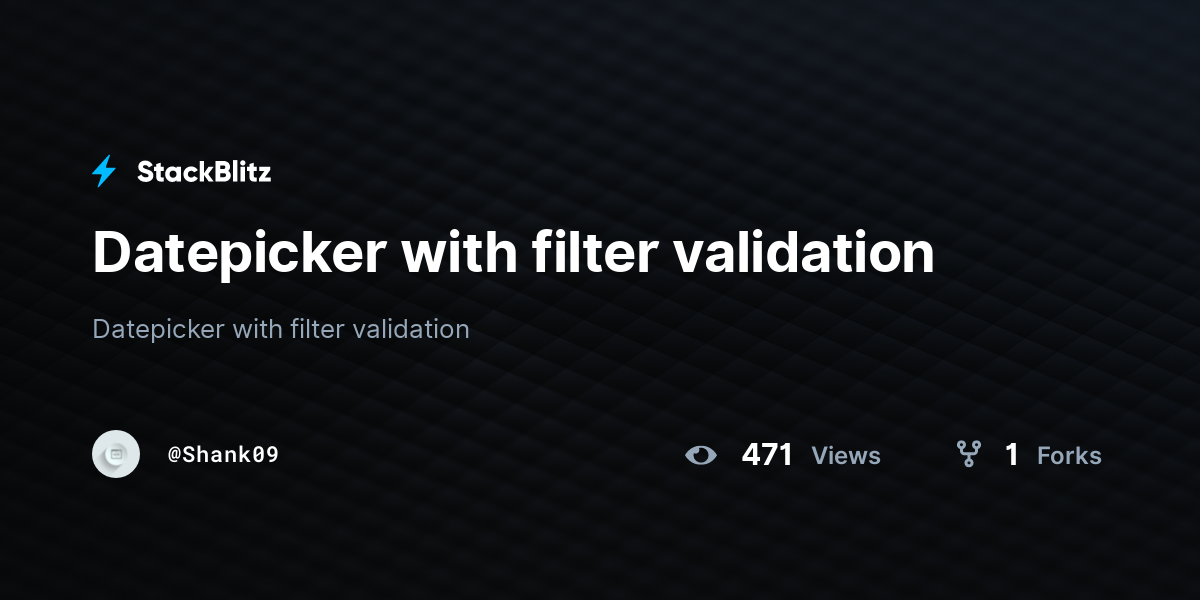 Datepicker with filter validation - StackBlitz Datepicker with filter validation - StackBlitz