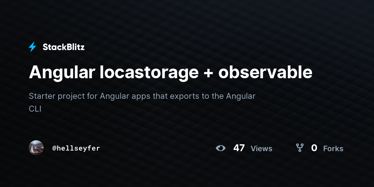 Angular locastorage + observable - StackBlitz