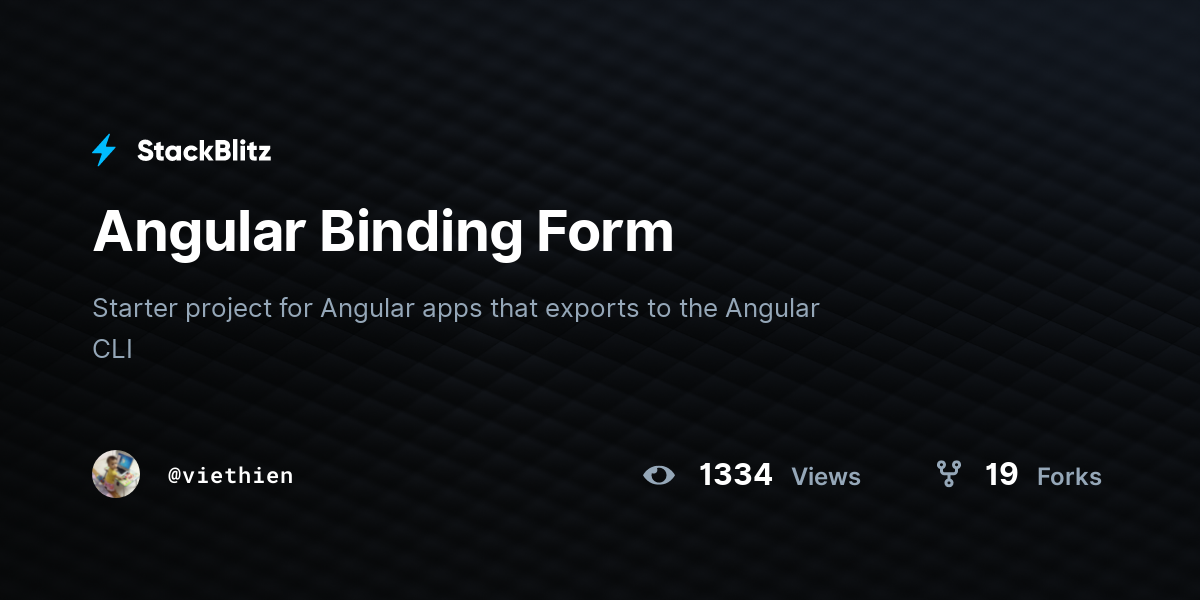 Angular Binding Form - StackBlitz