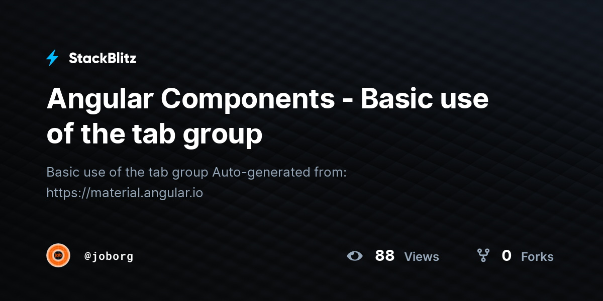Angular Components - Basic use of the tab group - StackBlitz