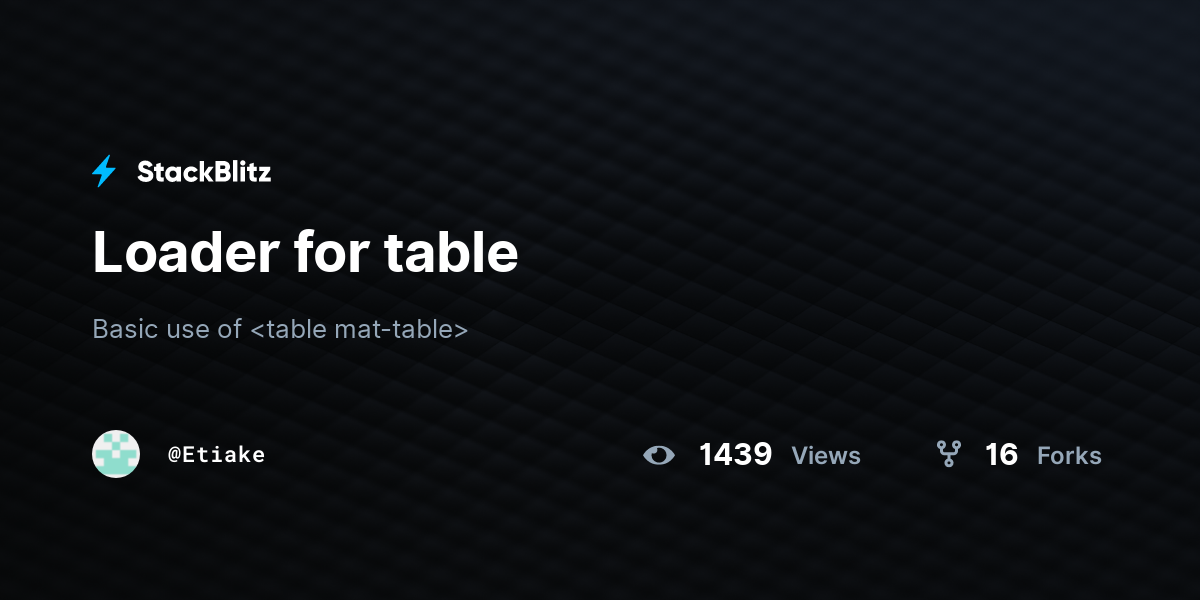 Loader for table - StackBlitz