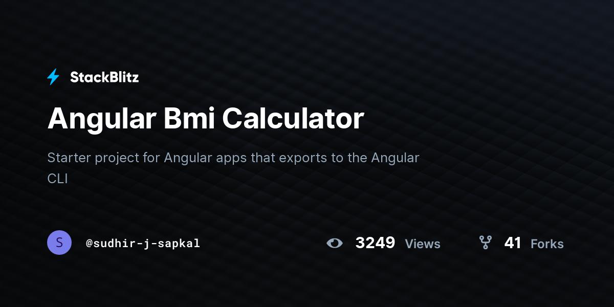 Angular Bmi Calculator - StackBlitz