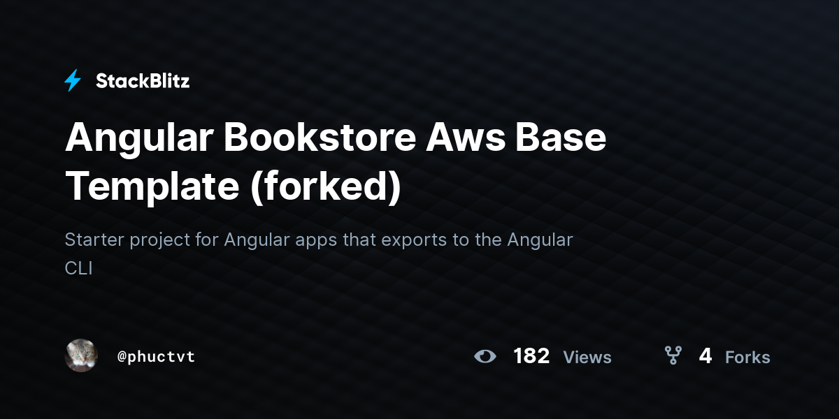 Angular Bookstore Aws Base Template (forked) - StackBlitz Angular Bookstore Aws Base Template (forked) - StackBlitz