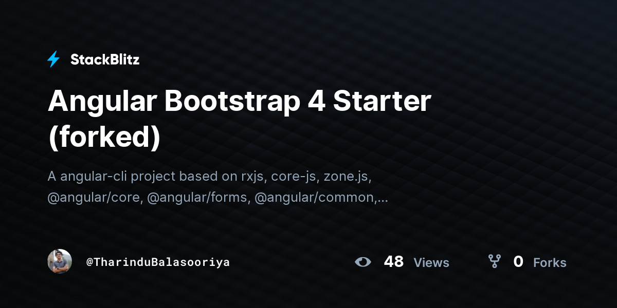 Angular Bootstrap 4 Starter (forked) - StackBlitz