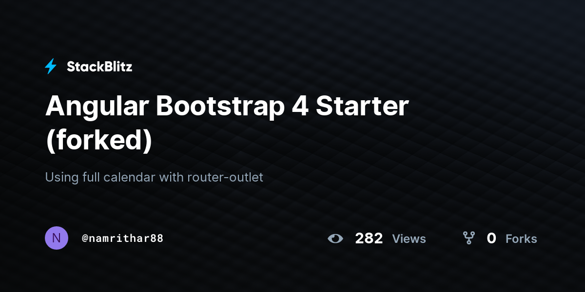 Angular Bootstrap 4 Starter (forked) - StackBlitz Angular Bootstrap 4 Starter (forked) - StackBlitz