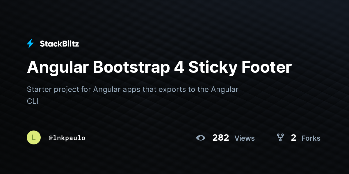 Angular Bootstrap 4 Sticky Footer - StackBlitz