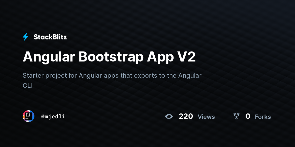 Angular Bootstrap App V2 - StackBlitz