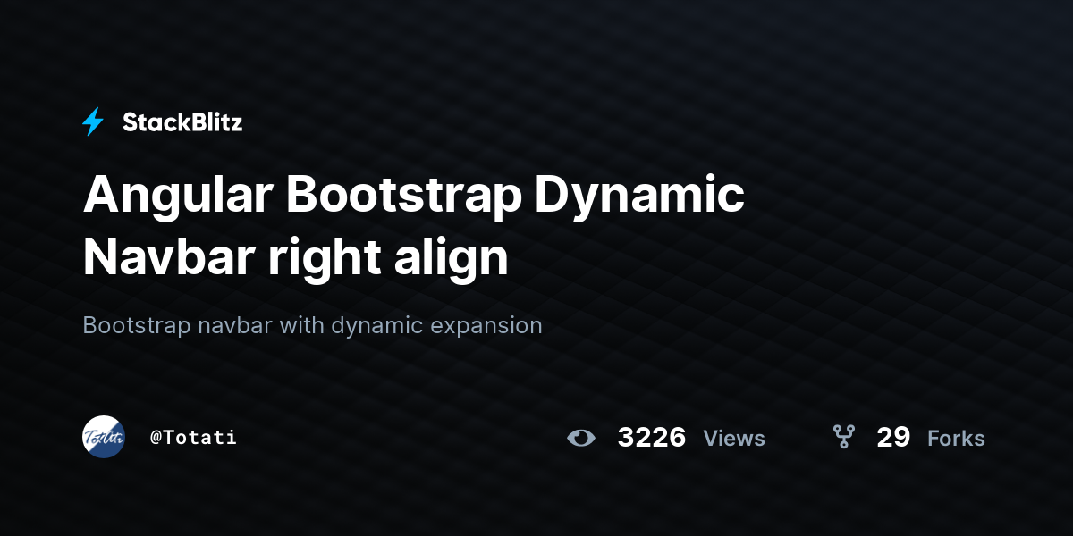 Angular Bootstrap Dynamic Navbar right align - StackBlitz