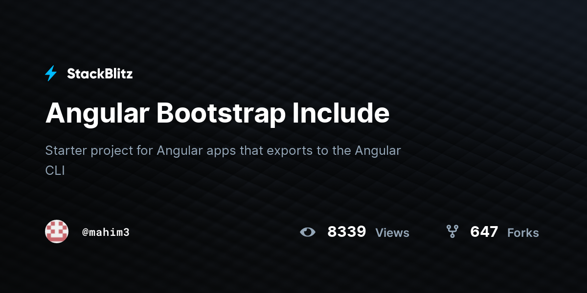 Angular Bootstrap Include - StackBlitz