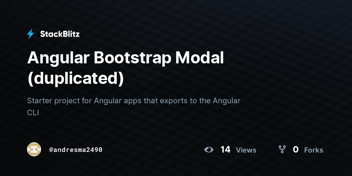 Angular Bootstrap Modal (duplicated) - StackBlitz