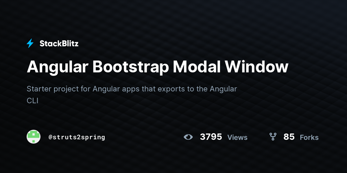Angular Bootstrap Modal Window - StackBlitz