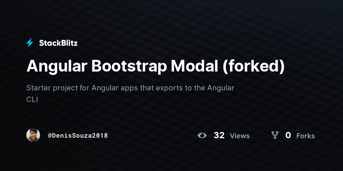 Angular Bootstrap Modal (forked) - StackBlitz Angular Bootstrap Modal (forked) - StackBlitz