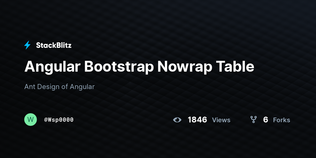 Angular Bootstrap Nowrap Table - StackBlitz