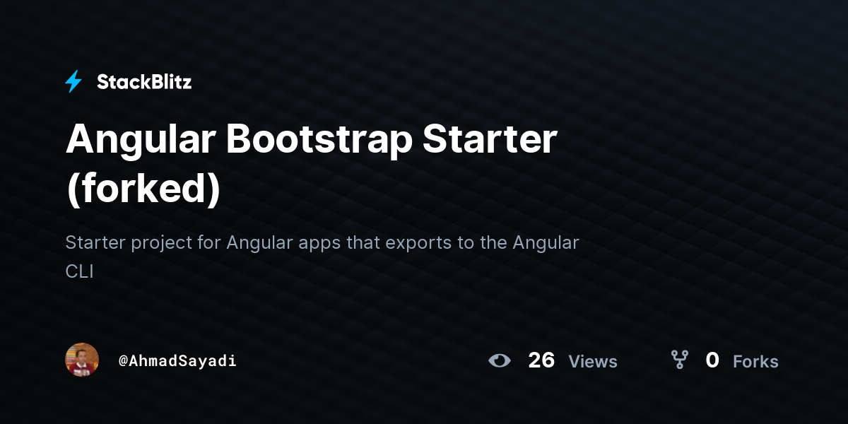 Angular Bootstrap Starter (forked) - StackBlitz Angular Bootstrap Starter (forked) - StackBlitz