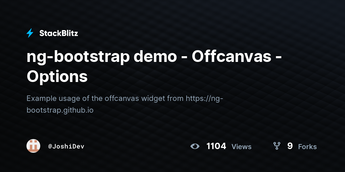 ng-bootstrap demo - Offcanvas - Options - StackBlitz