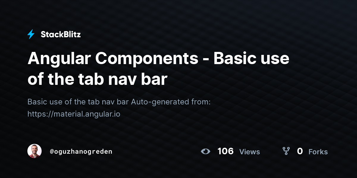 Angular Components - Basic use of the tab nav bar - StackBlitz
