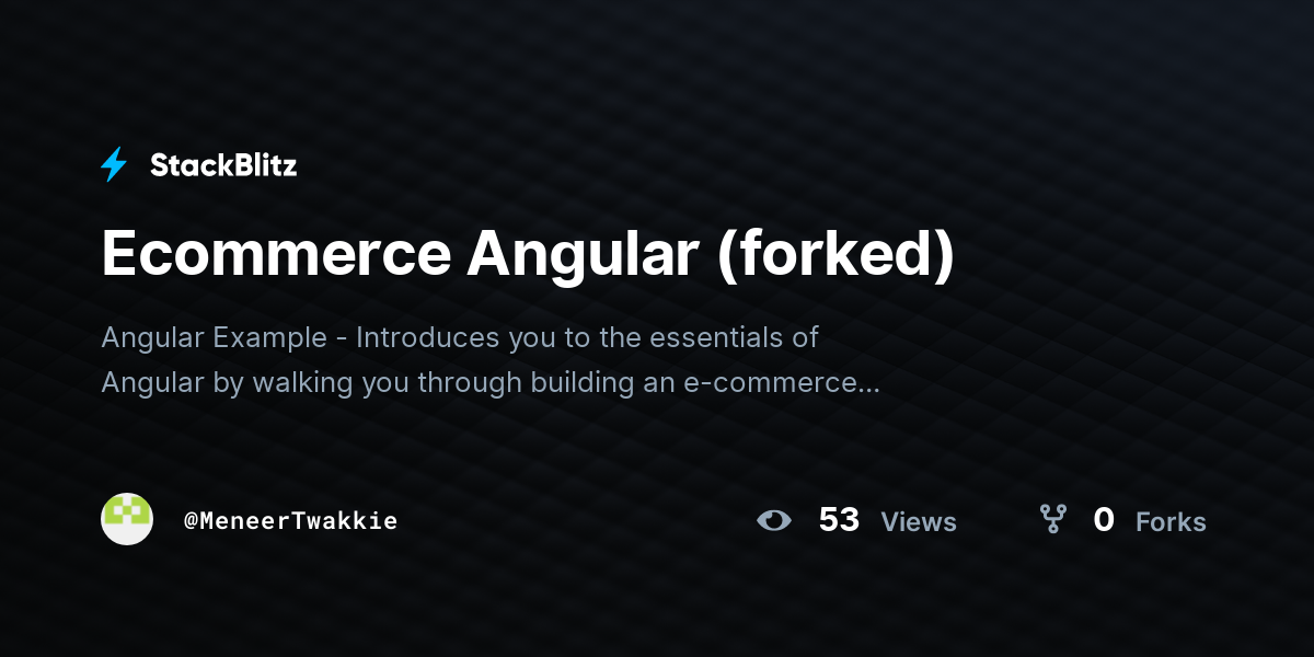 Ecommerce Angular Forked Stackblitz