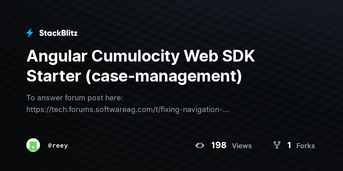 Angular Cumulocity Web SDK Starter (case-management) - StackBlitz Angular Cumulocity Web SDK Starter (case-management) - StackBlitz