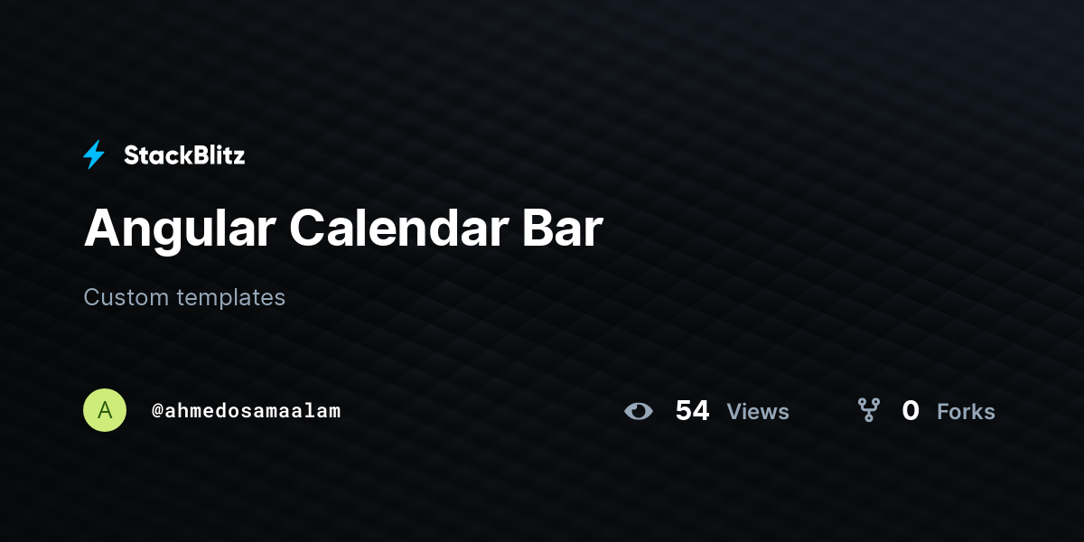 Angular Calendar Bar - StackBlitz