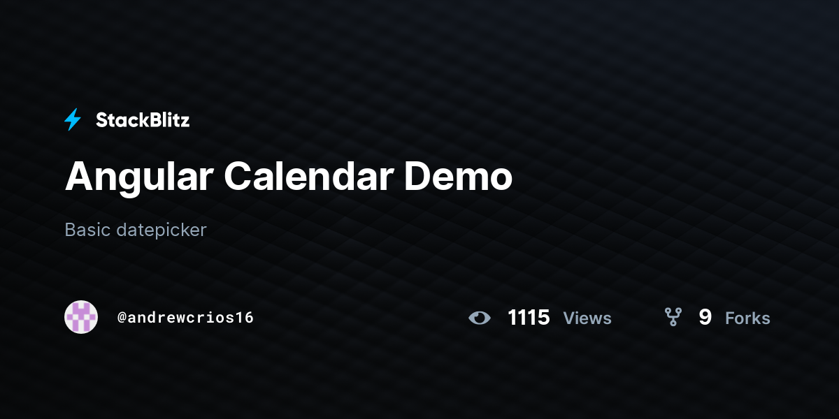 Angular Calendar Demo - StackBlitz