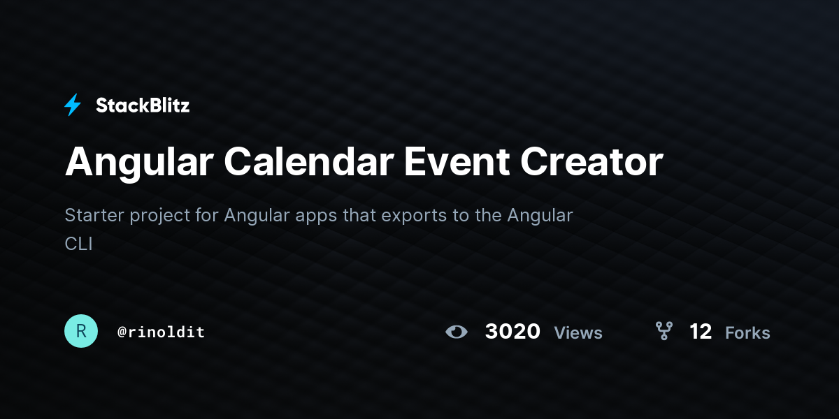Angular Calendar Event Creator - StackBlitz