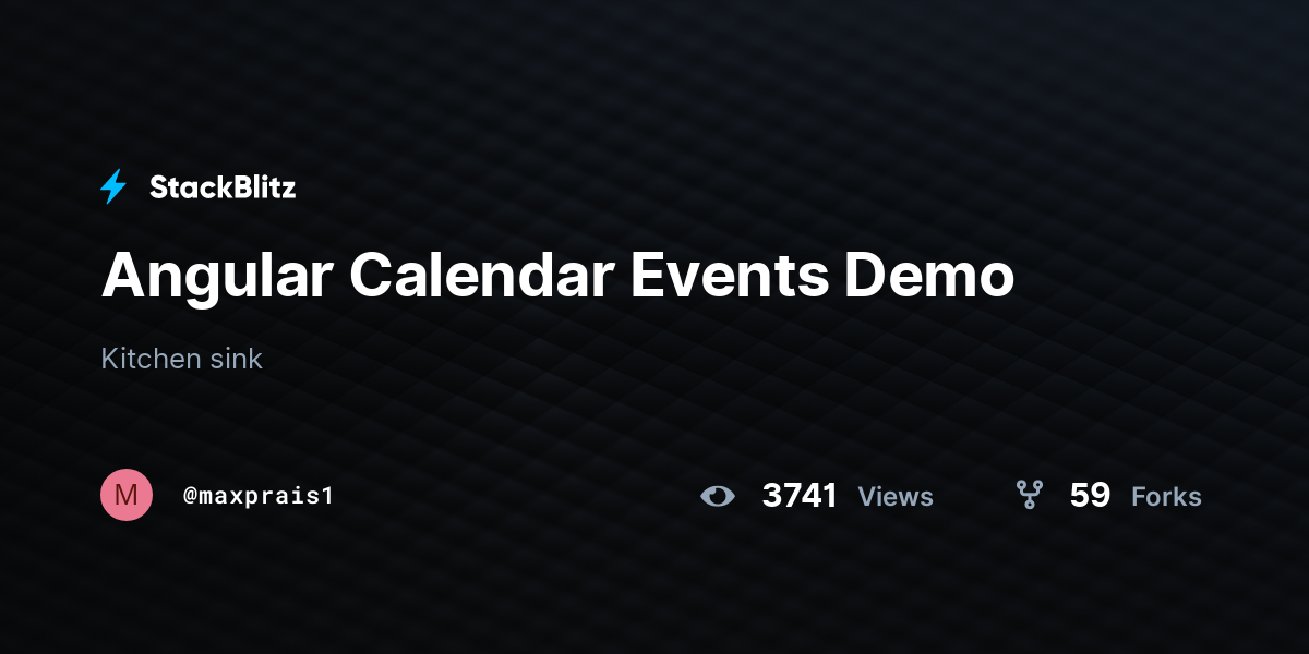 Angular Calendar Events Demo - StackBlitz