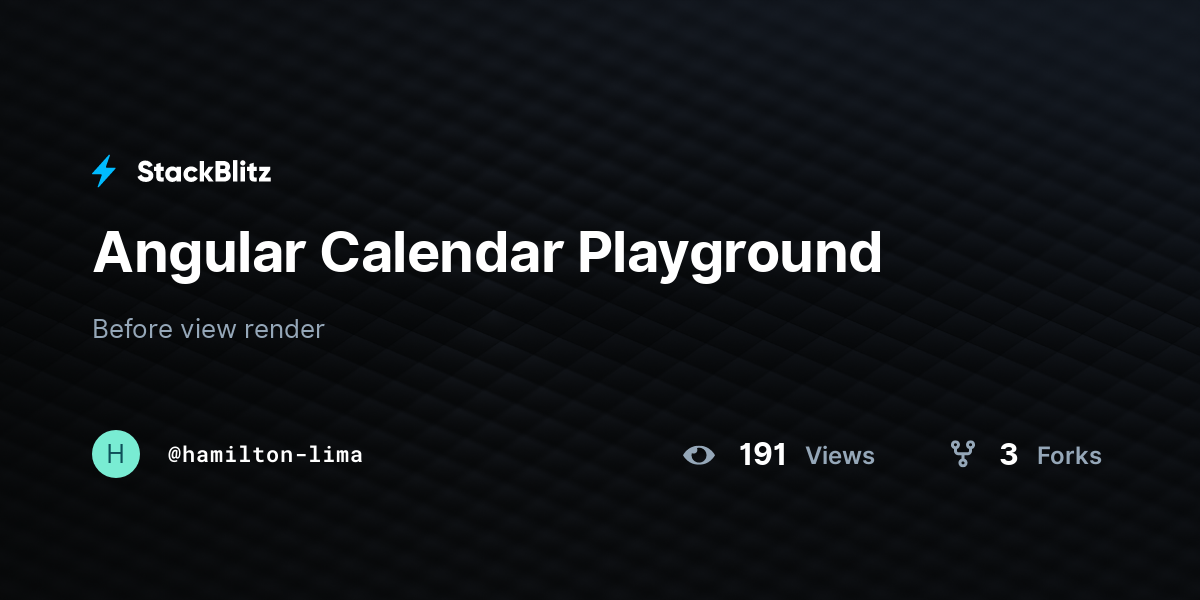 Angular Calendar Playground - StackBlitz