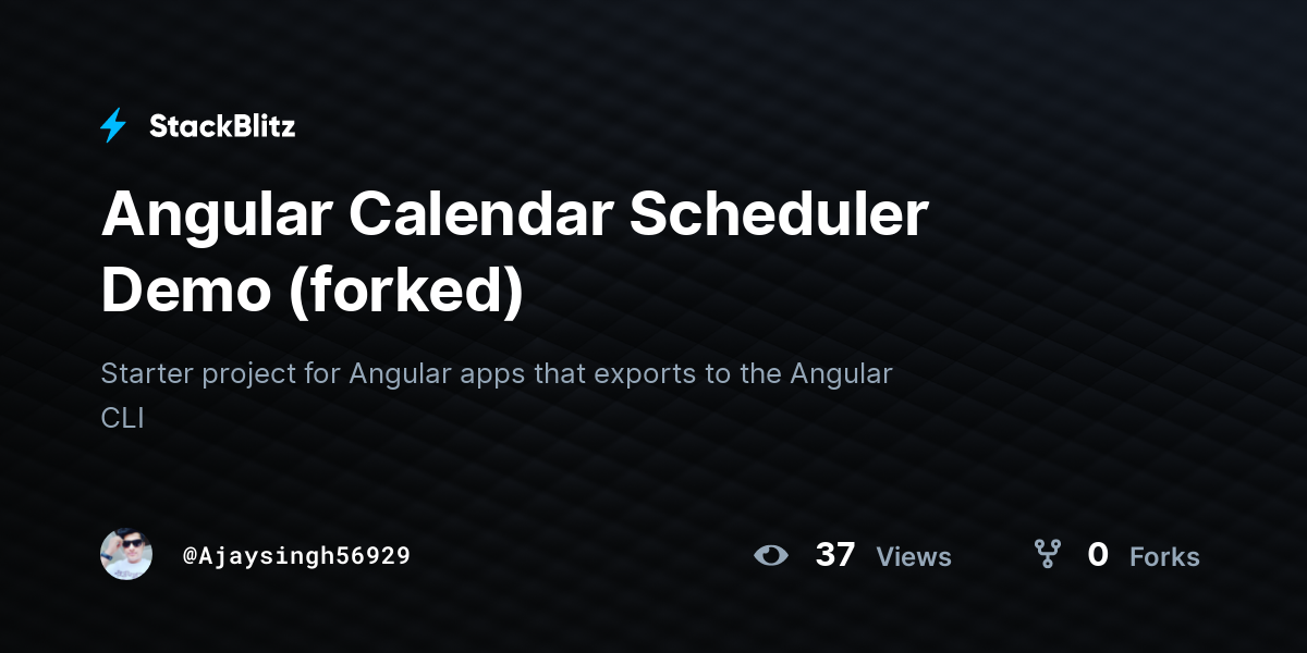 Angular Calendar Scheduler Demo (forked) - StackBlitz