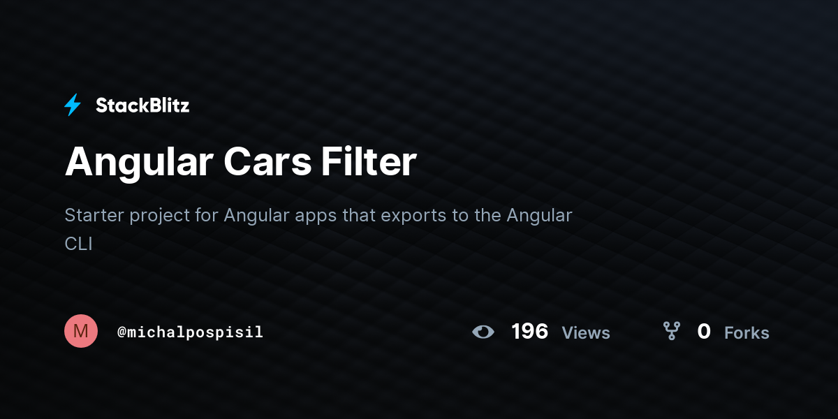 Angular Cars Filter - StackBlitz Angular Cars Filter - StackBlitz